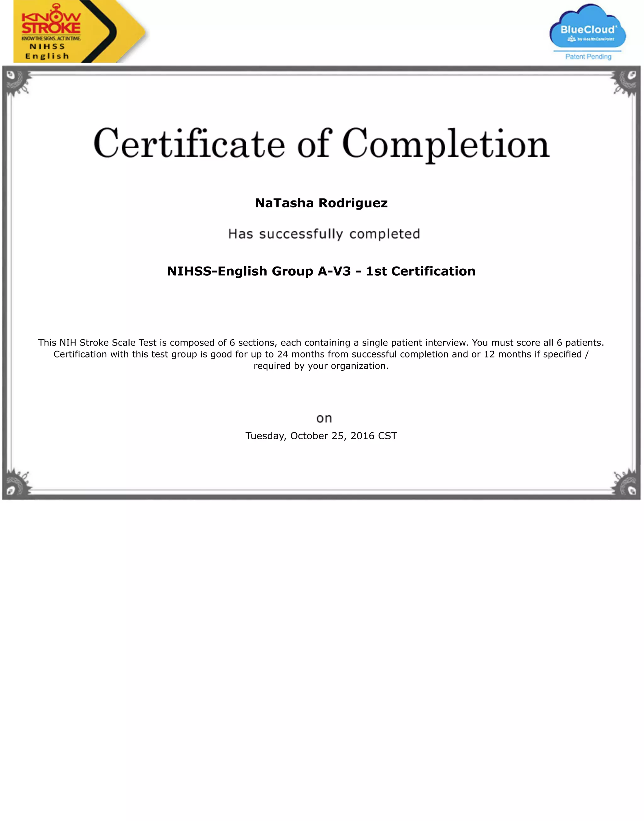 Stroke Certificate | PDF