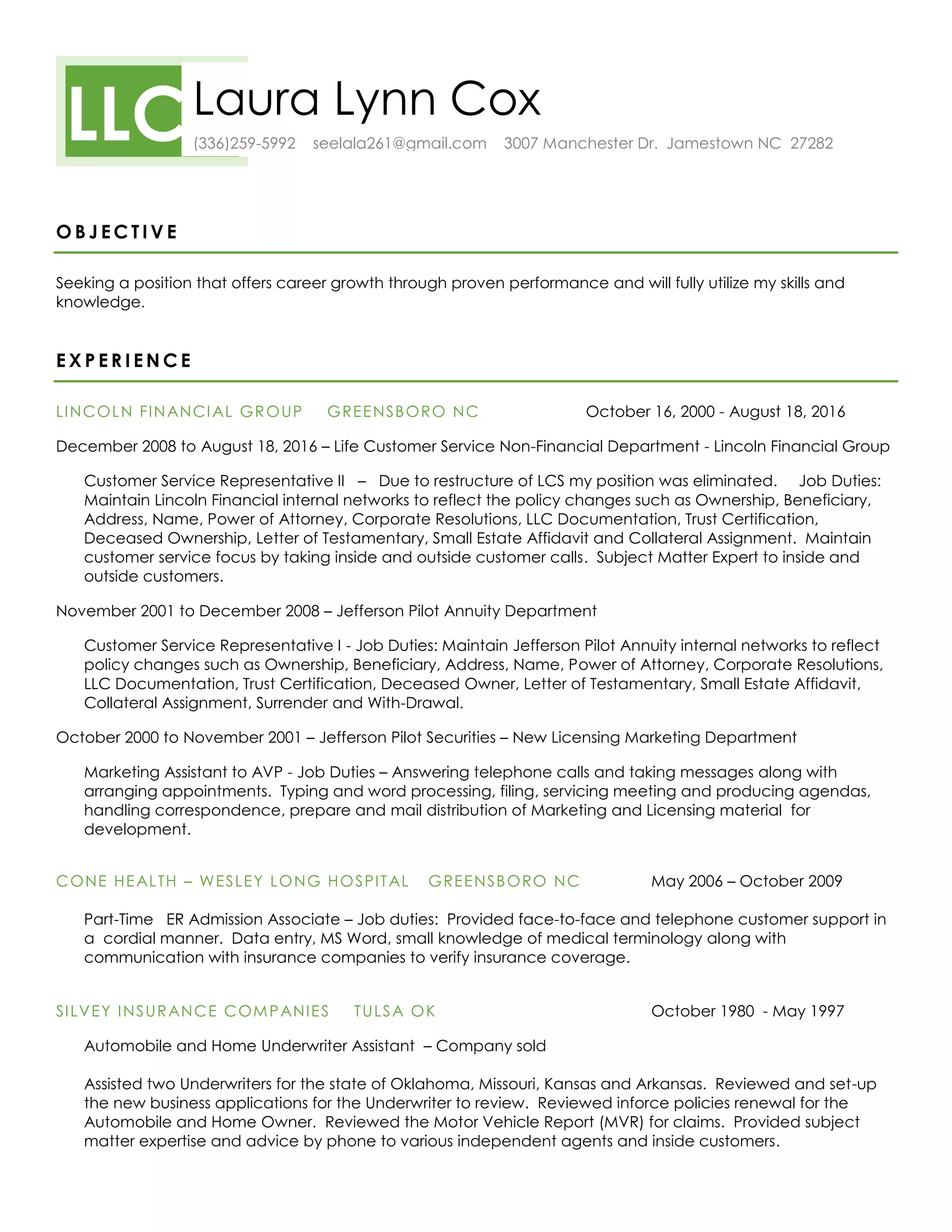 Laura Cox 2016 Final Resume word doc | PDF
