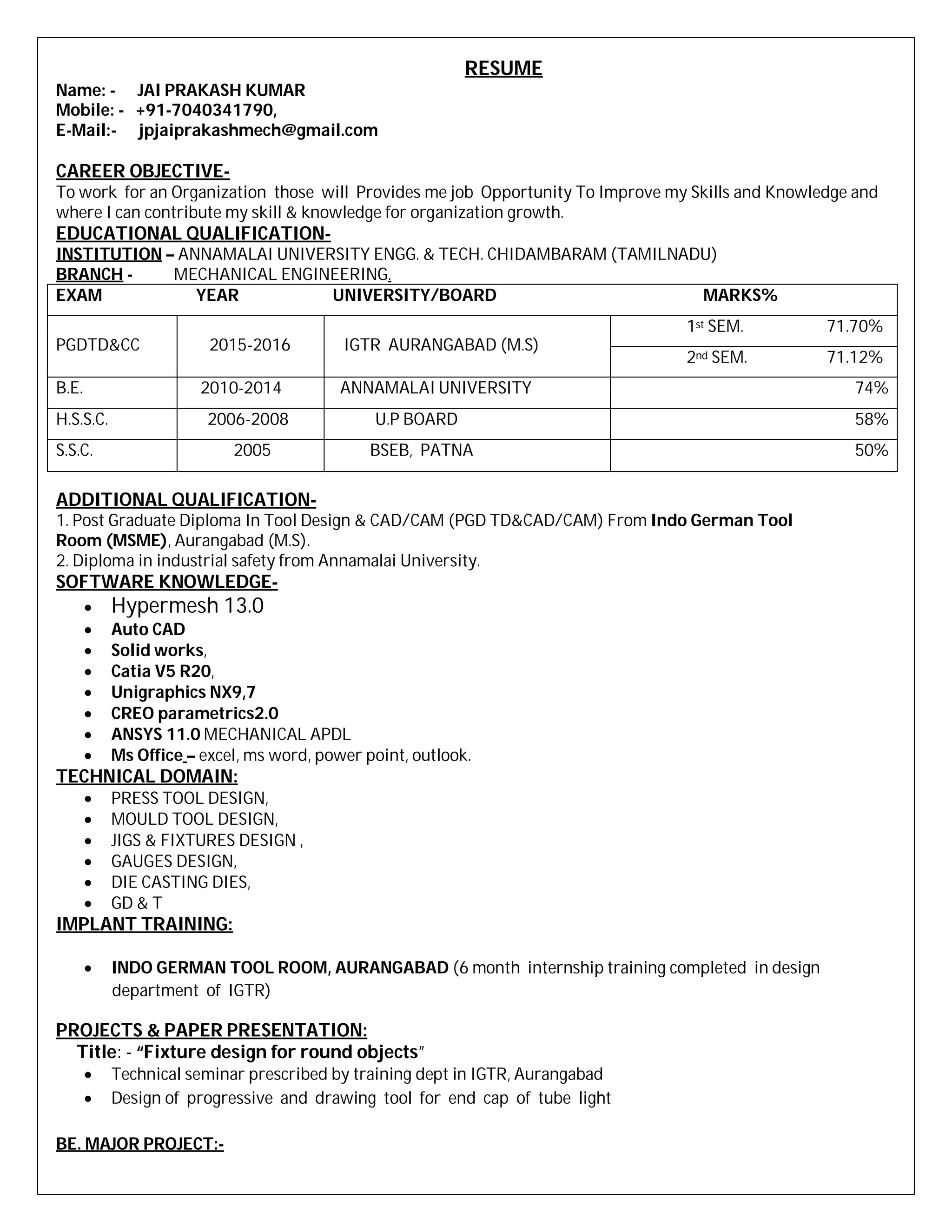 JAI PRAKASH RESUME11 | PDF | Technology & Computing