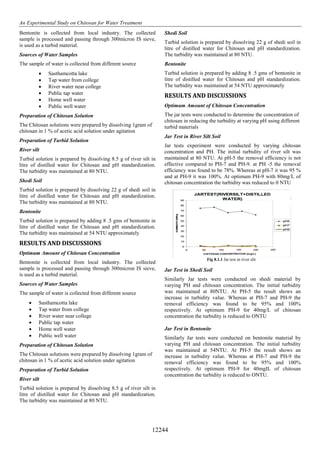 An Experimental Study on Chitosan for Water Treatment | PDF