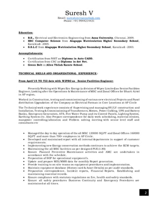 Suresh V Resume | DOCX | Civil Engineering Industry | Industries