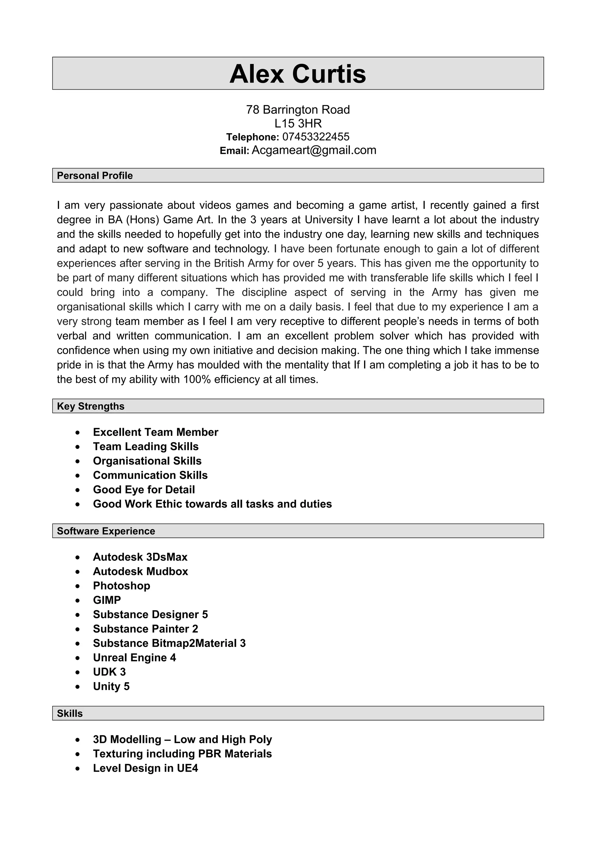 Alex Curtis CV 2016 | DOC