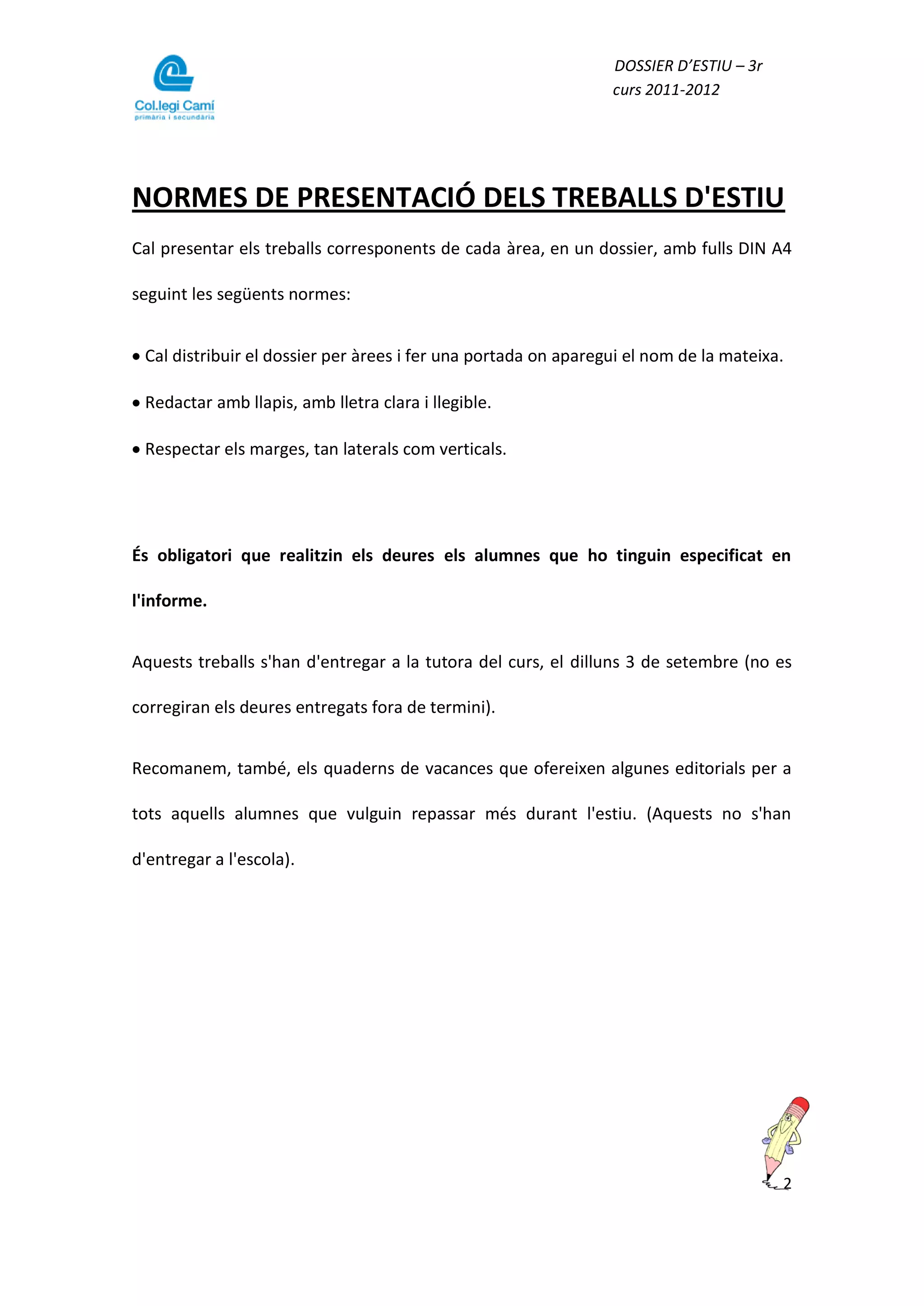 Deures d'estiu tercer primaria | PDF