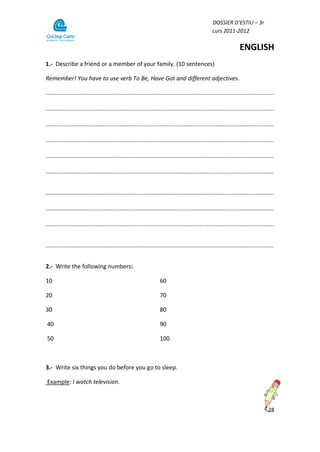 Deures d'estiu tercer primaria | PDF