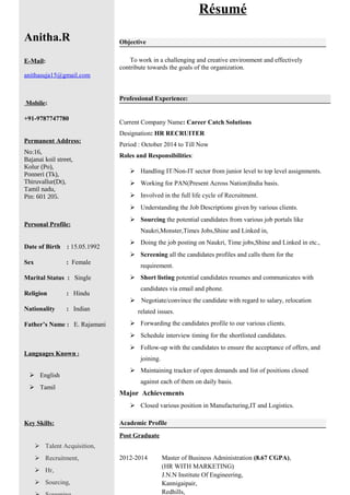 Ani HR | DOC | Business Administration | Business