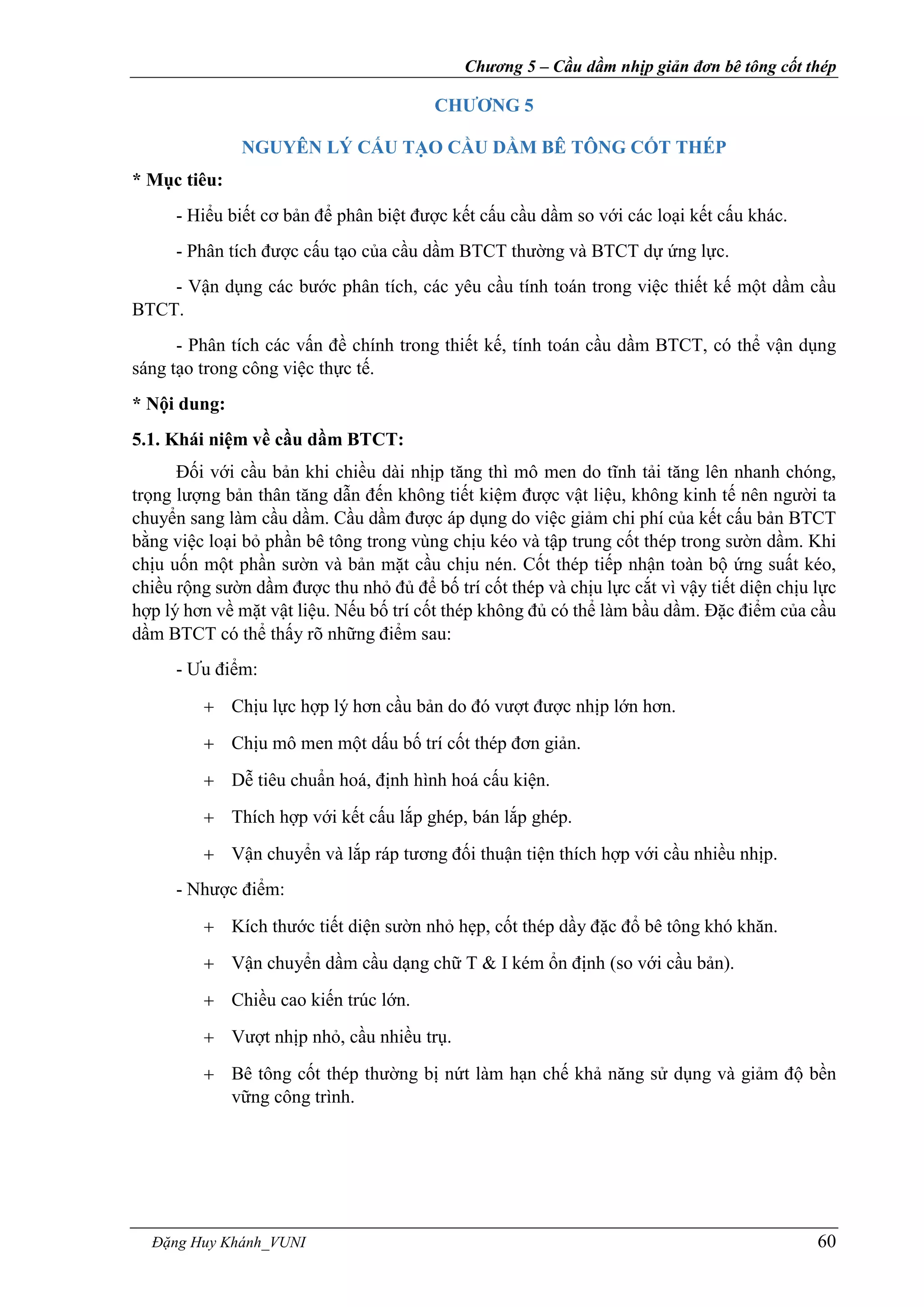 Bài giảng thiết kế cầu BTCT theo tiêu chuẩn mới TCVN 118232017 | PDF