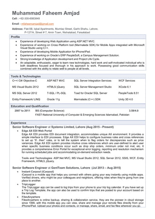 Muhammad Faheem Amjad Resume | PDF