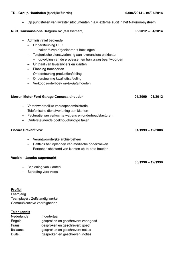 CV Hilde Dehasque | PDF