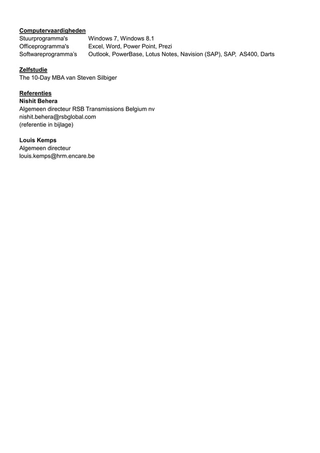 CV Hilde Dehasque | PDF