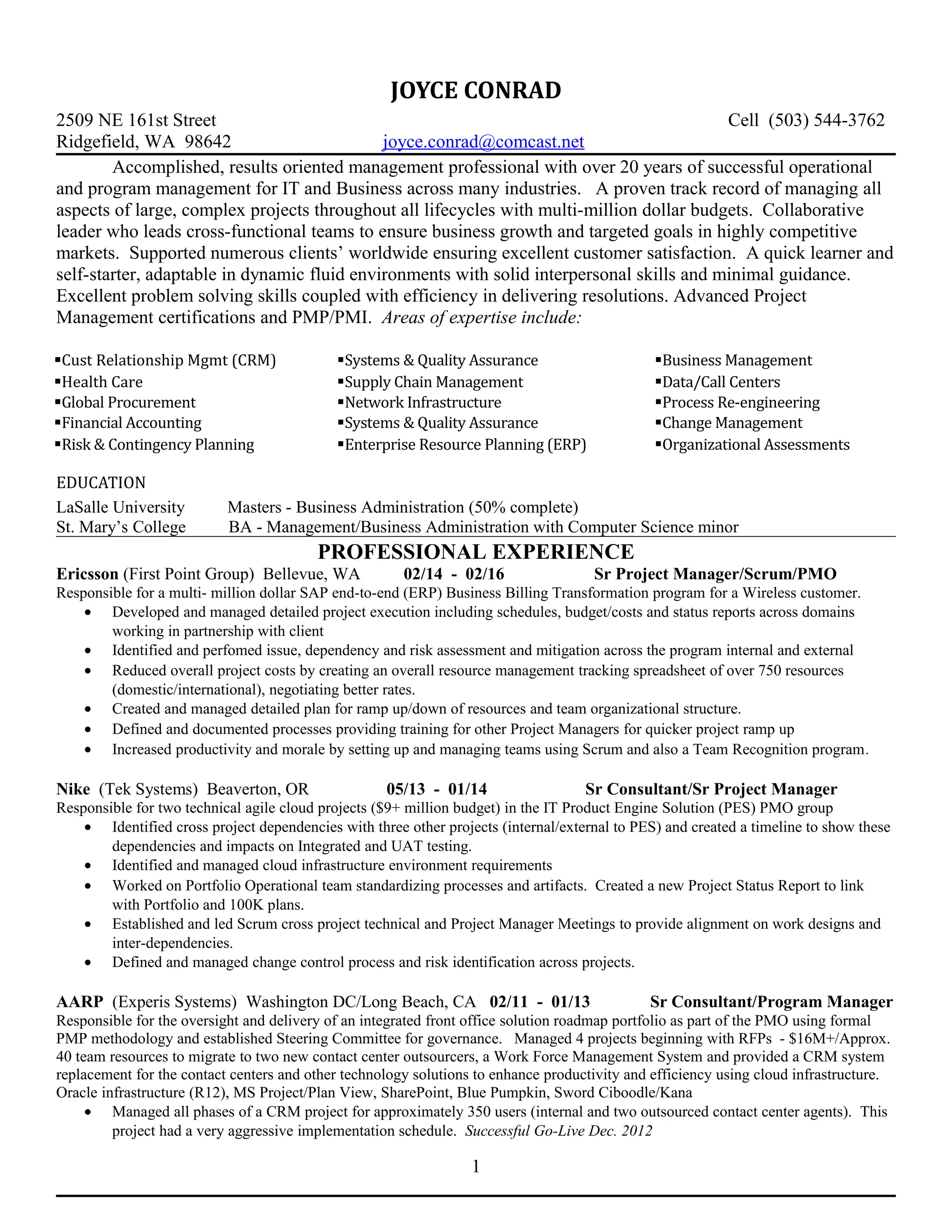 Resume JOYCE CONRAD_0416CRM | PDF