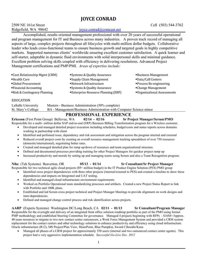 Resume JOYCE CONRAD_0416CRM | PDF