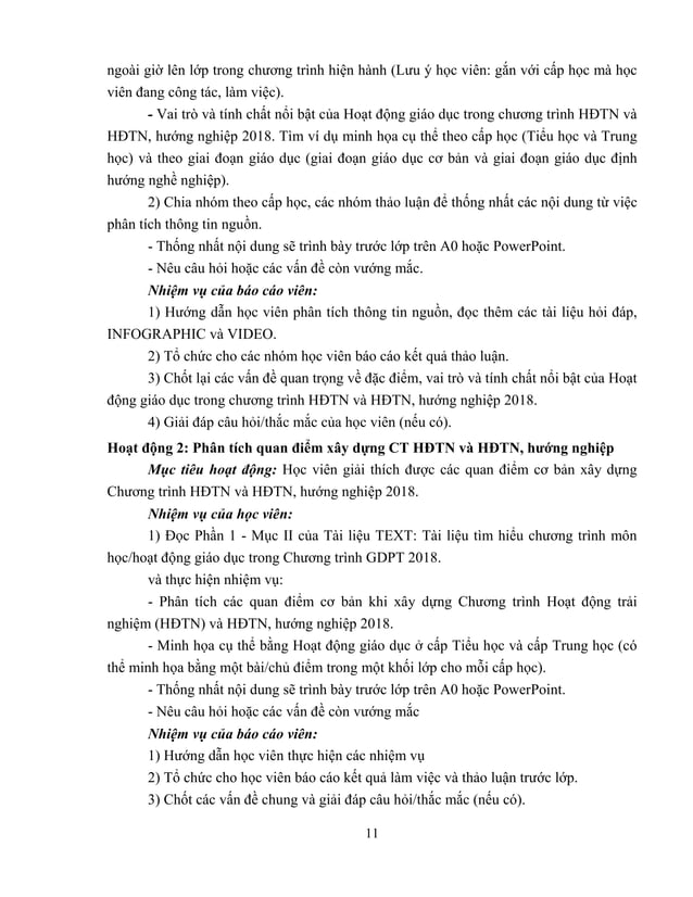 TÀI LIỆU TẬP HUẤN HƯỚNG DẪN THỰC HIỆN CHƯƠNG TRÌNH HOẠT ĐỘNG TRẢI NGHIỆM VÀ HOẠT ĐỘNG TRẢI ...