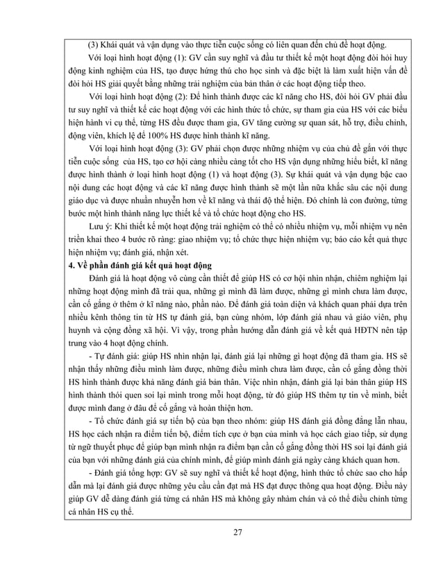 TÀI LIỆU TẬP HUẤN HƯỚNG DẪN THỰC HIỆN CHƯƠNG TRÌNH HOẠT ĐỘNG TRẢI NGHIỆM VÀ HOẠT ĐỘNG TRẢI ...