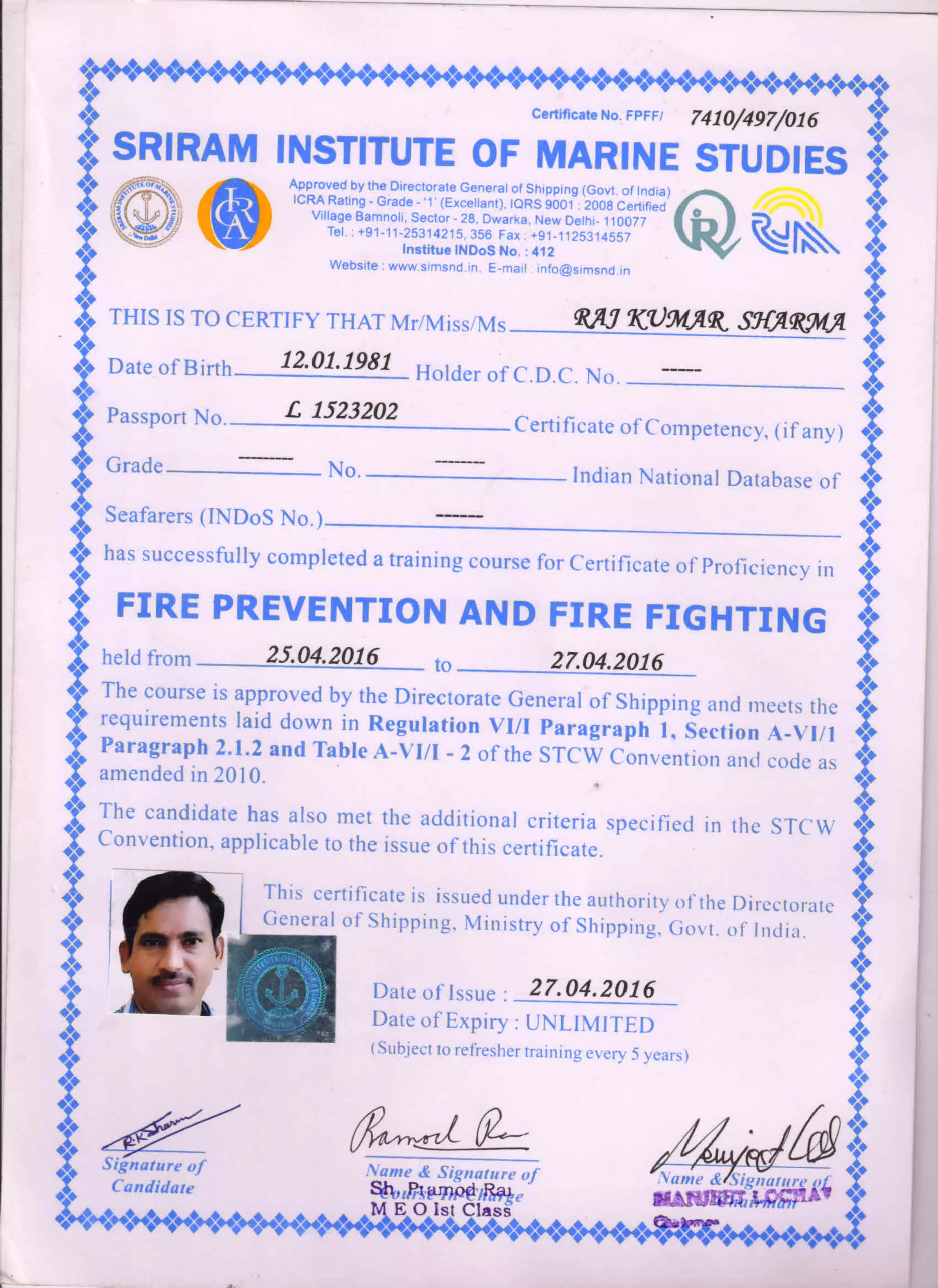 Offshore Safety Course STCW 2010 Certificate | PDF