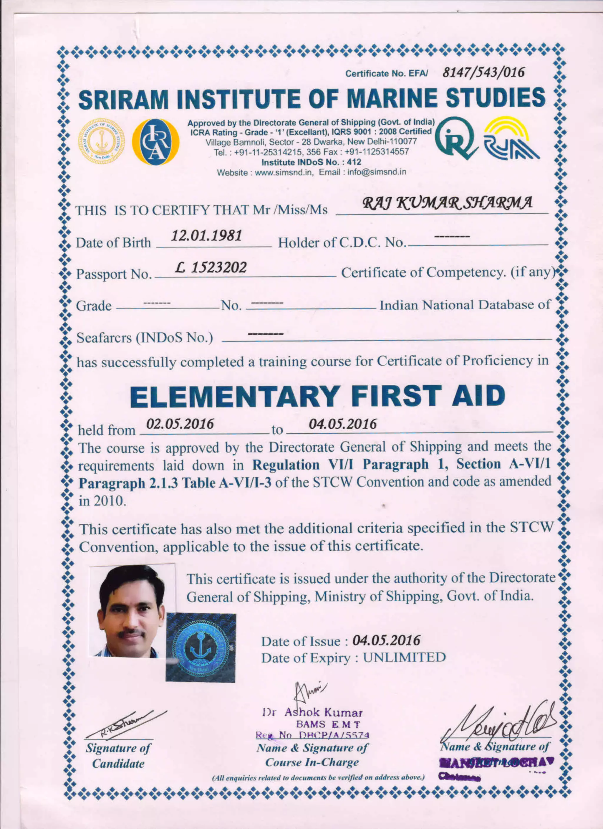 Offshore Safety Course STCW 2010 Certificate | PDF