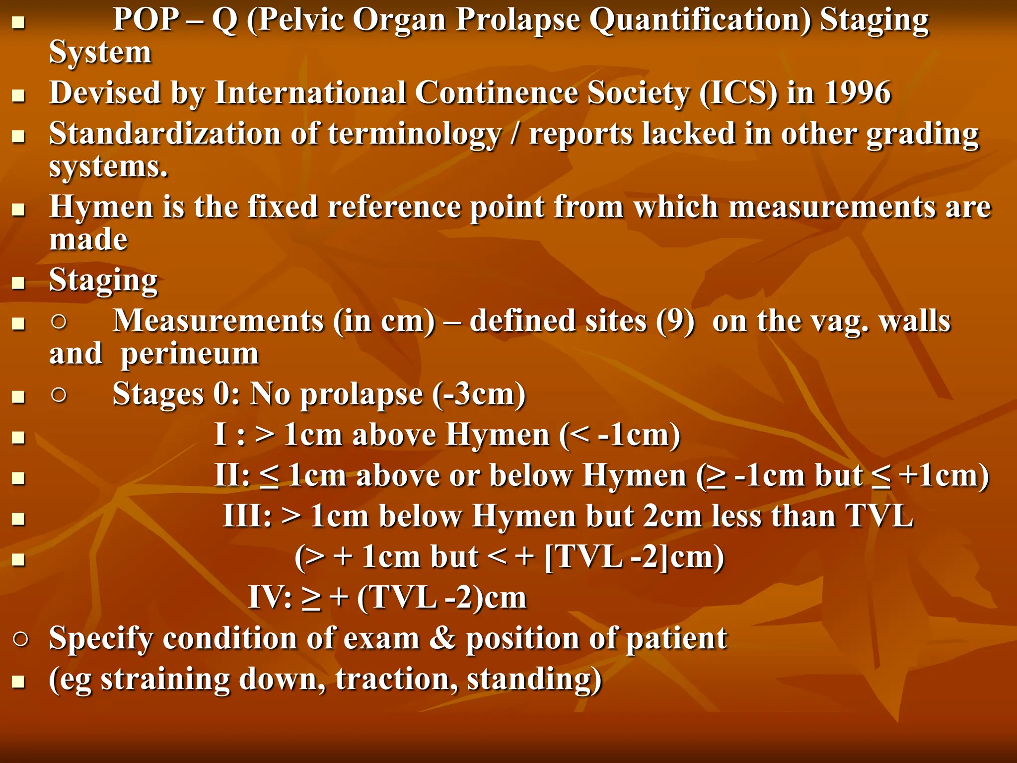 Uterovaginal Prolapse Pelvic Organ Prolapse Ppt