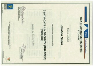 CSA Cert 2 in Security Guarding PRS20198 | PDF