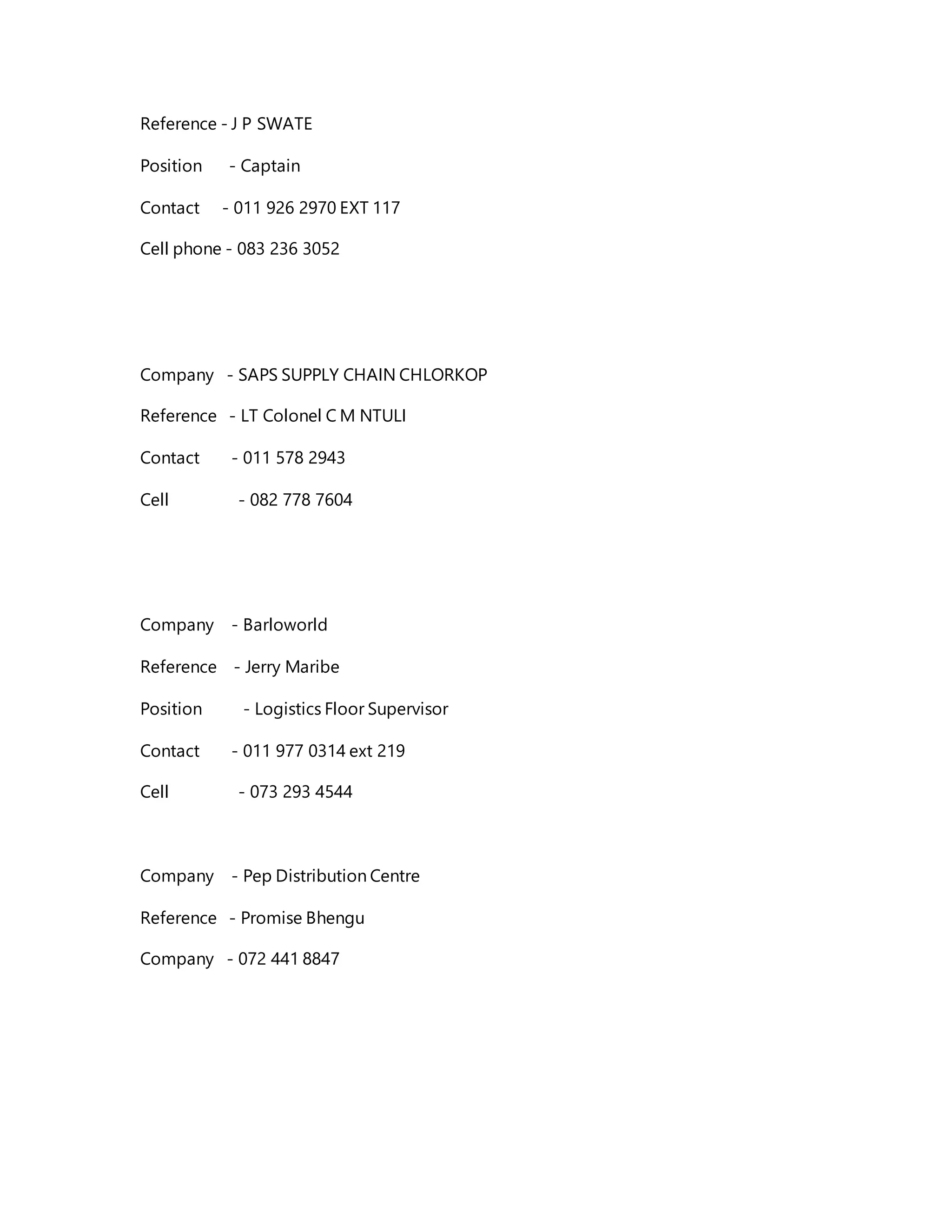 lerato mapea kgwedi resume shirley updated | DOCX