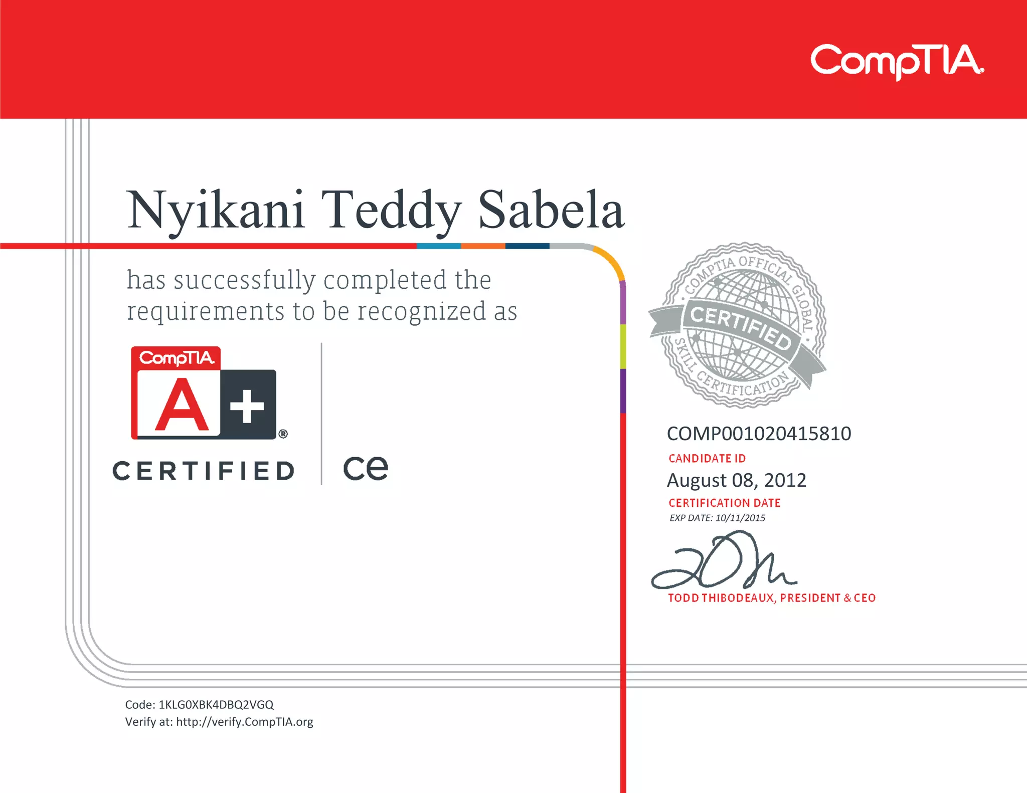CompTIA A+ ce certificate (2) | PDF