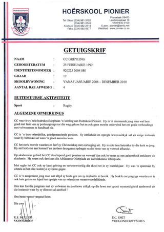 CC Greyling_Reference 1 | PDF