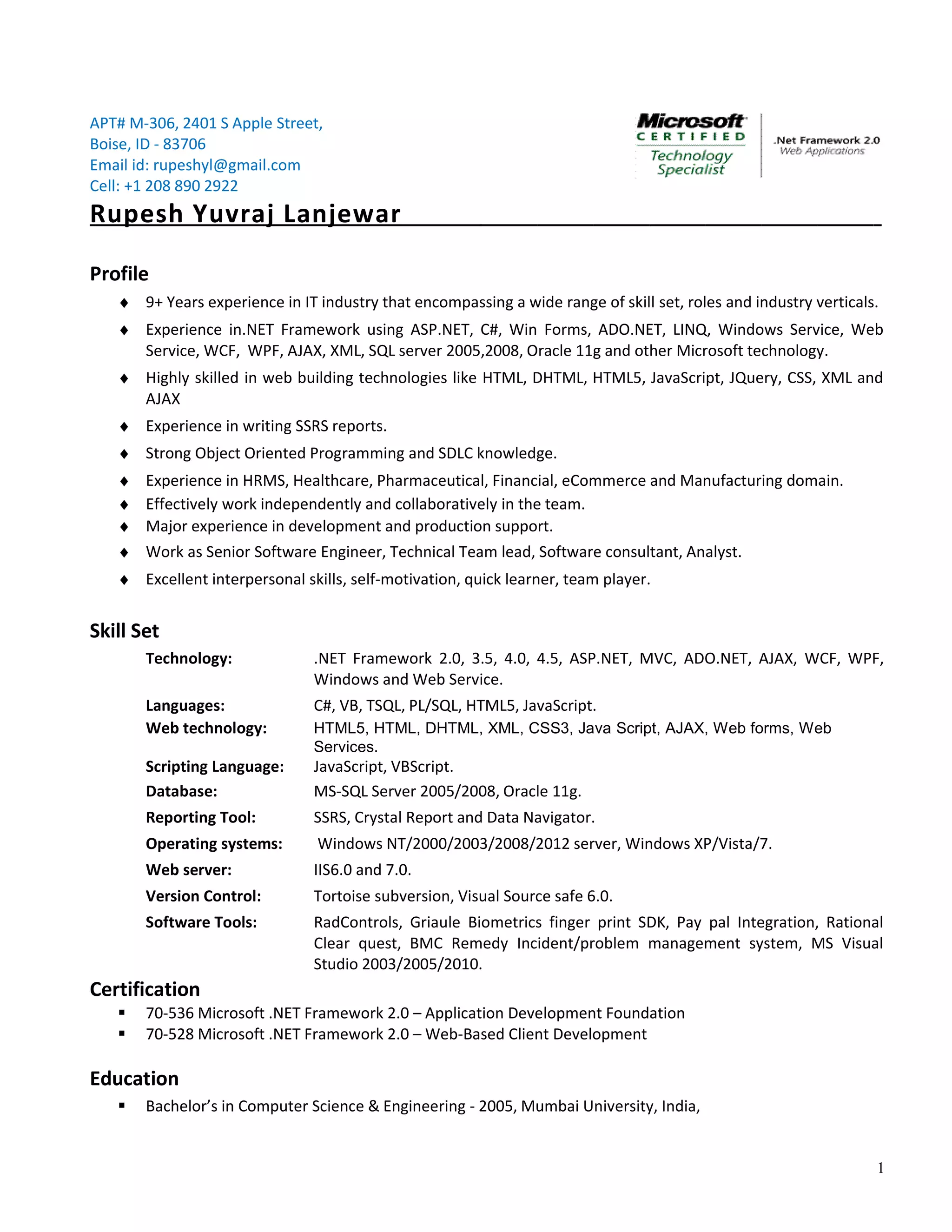 Resume_Rupesh Lanjewar | PDF