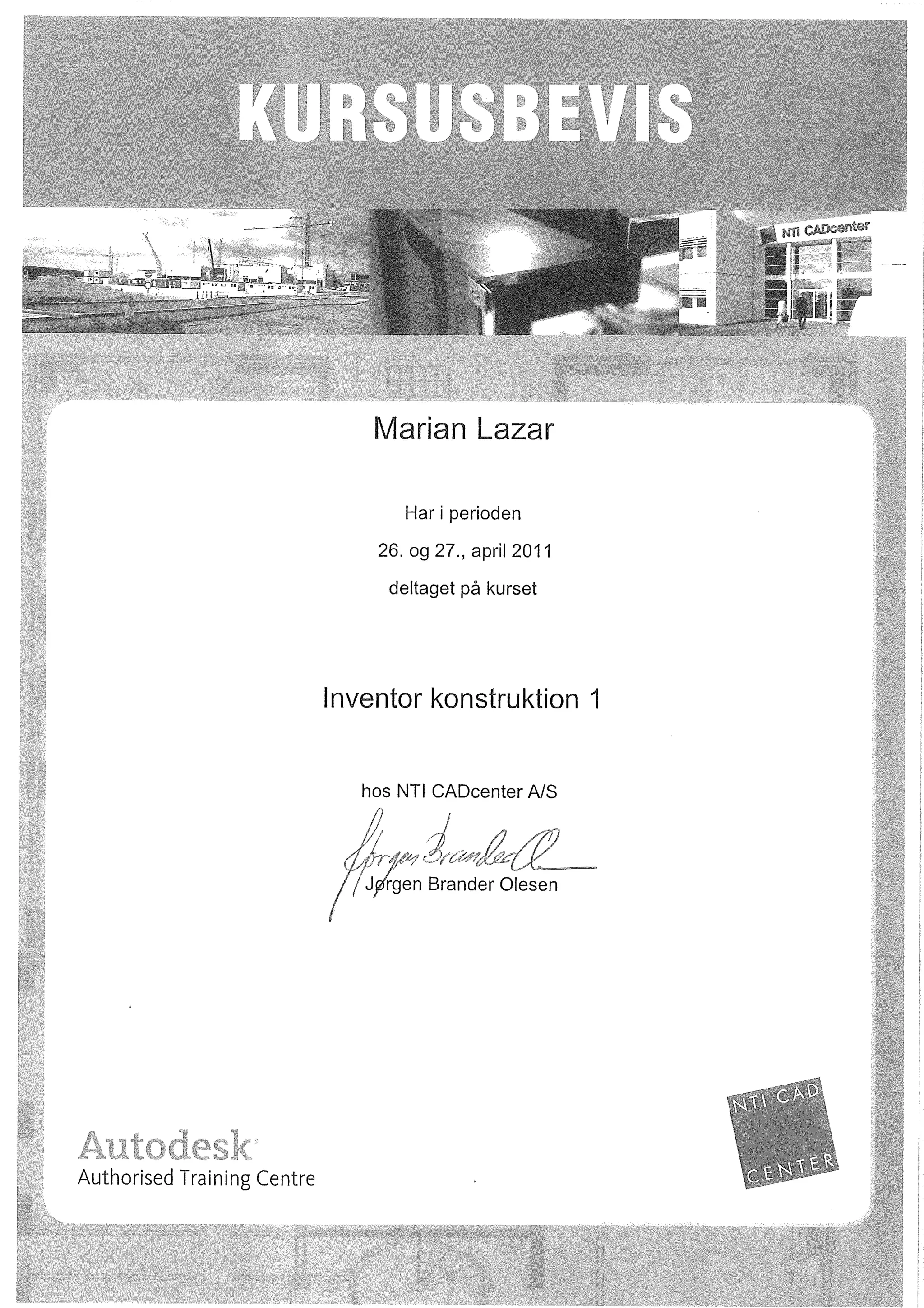 Inventor - Course Certificate - Basis | PDF