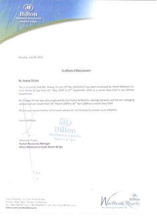 service letter Hilton | PDF