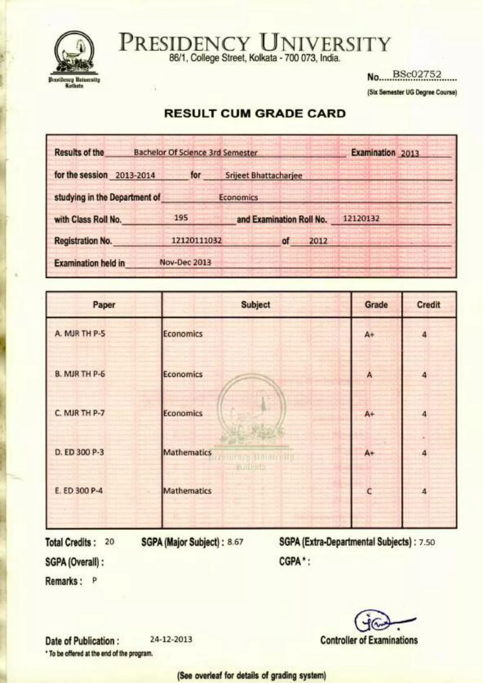 Graduation Marksheets | PDF