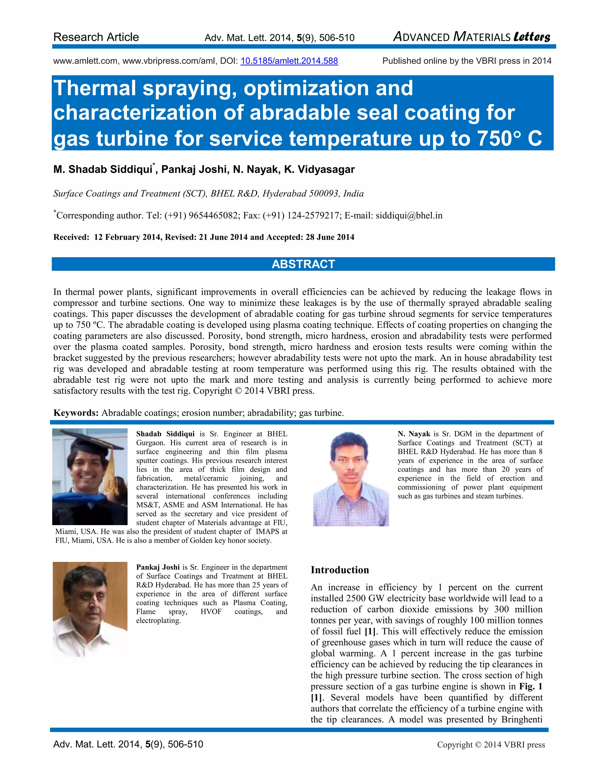 Abradable coatings paper | PDF
