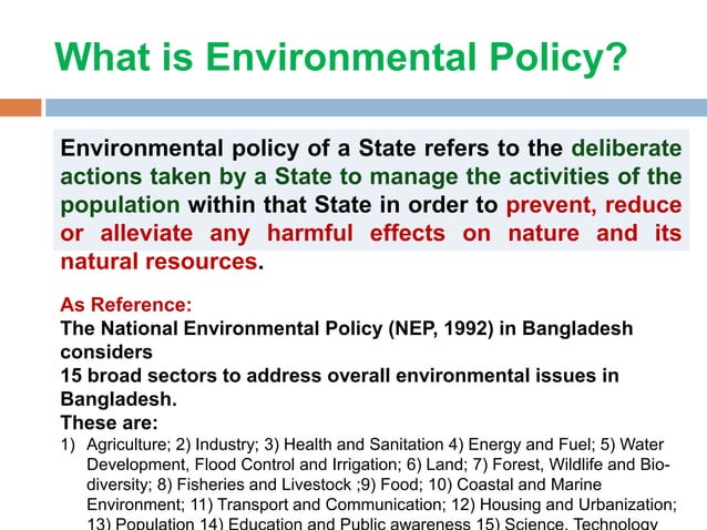 Lecture-1 Understanding of Environmental Policy | PPT
