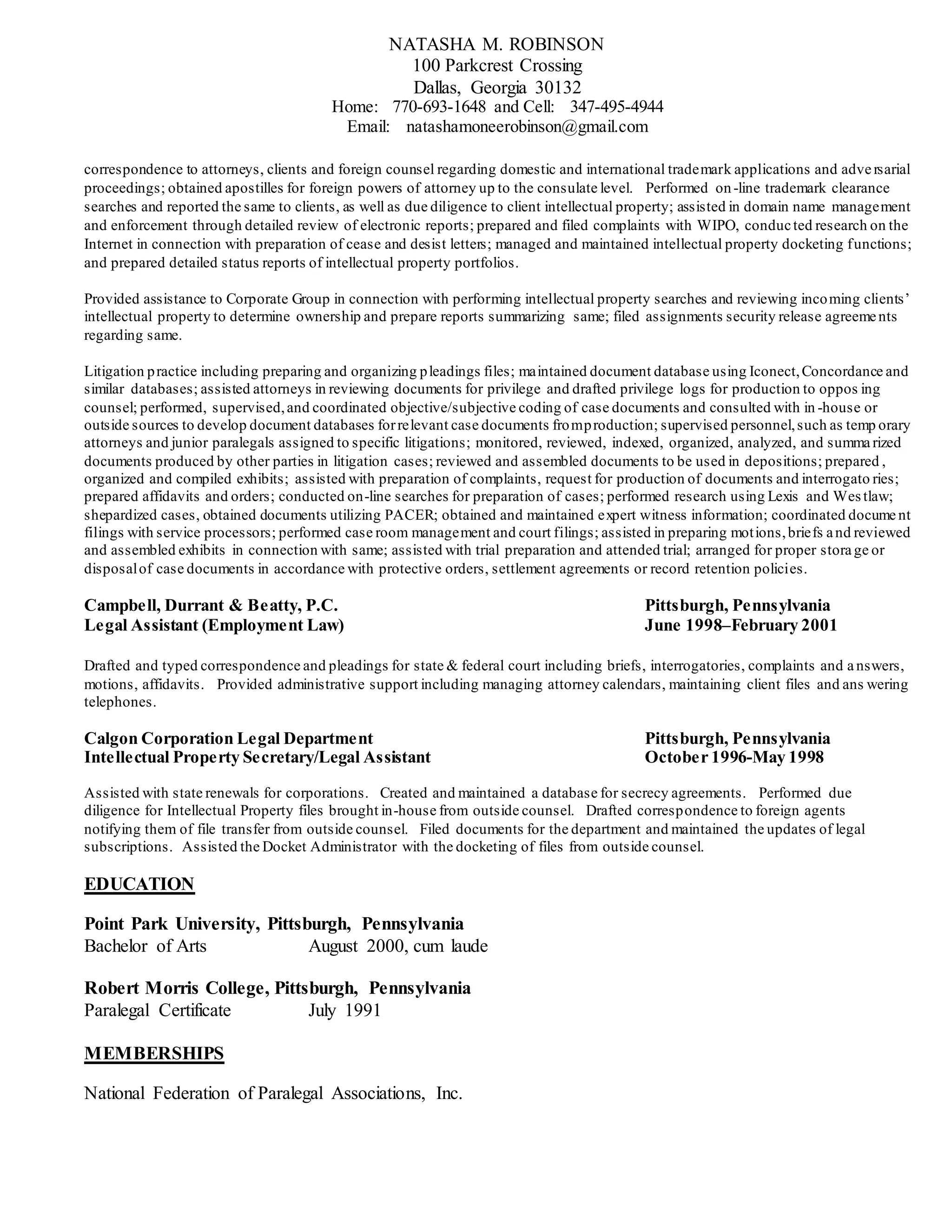 Natasha Robinson-Resume 2016 | DOCX