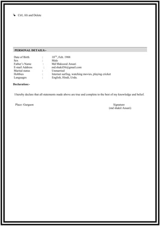 shakil Resume. | PDF