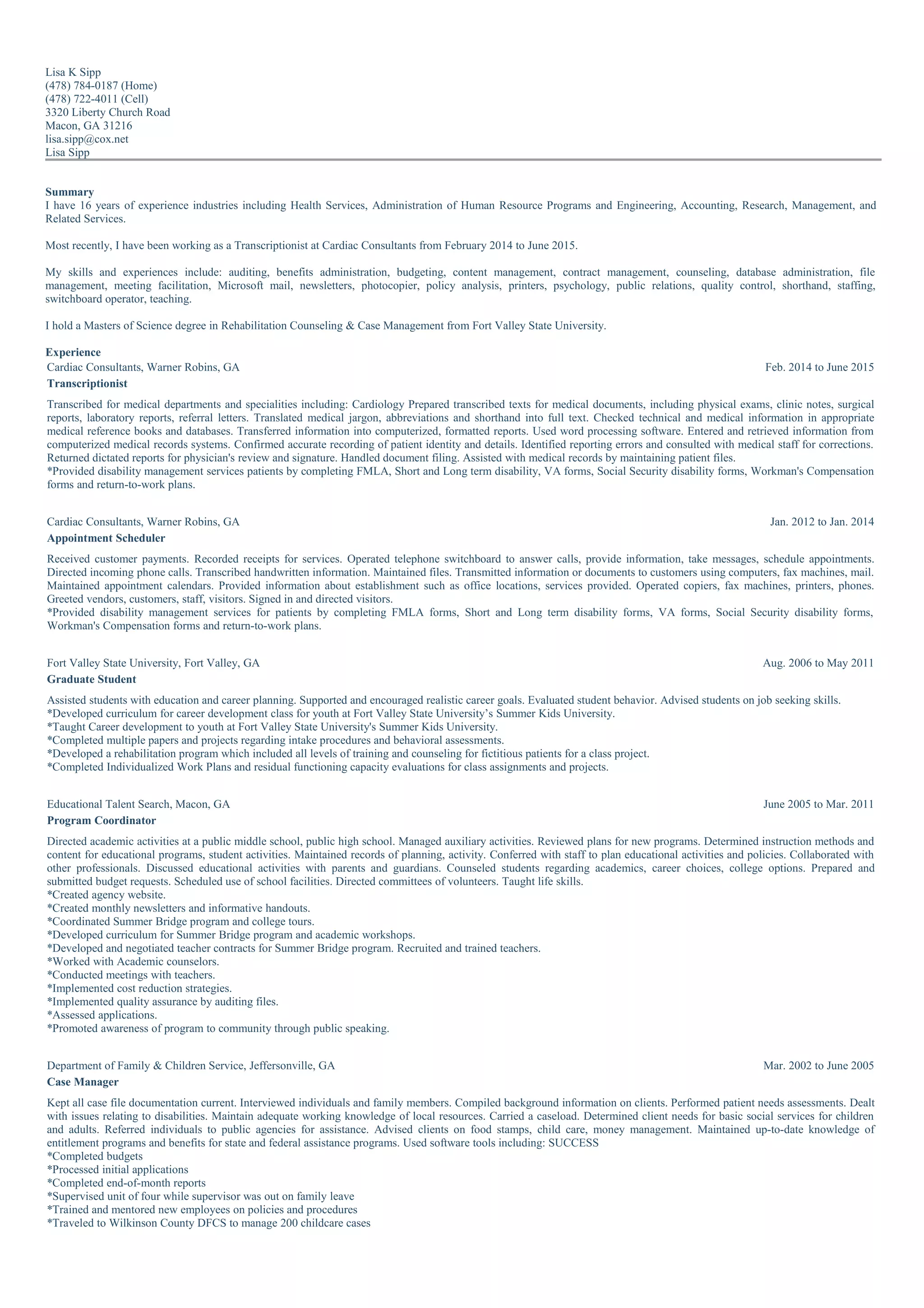 Lisa K Sipp (2) resume dol | DOC