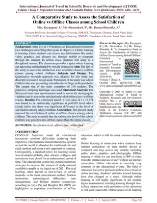 A Comparative Study to Assess the Satisfaction of Online vs Offline ...