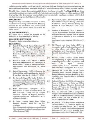 A Comparative Study to Assess the Satisfaction of Online vs Offline ...