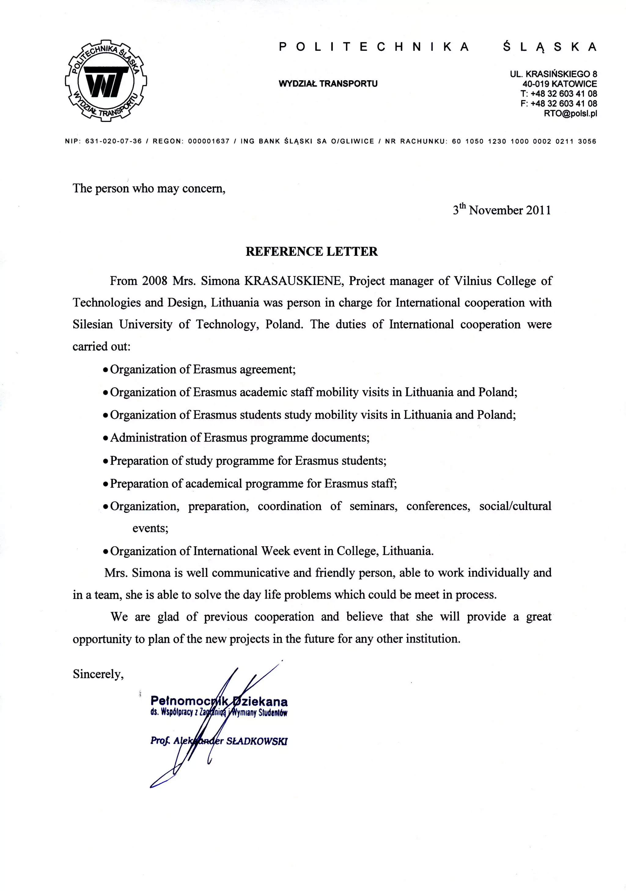 Silesian University letter | PDF