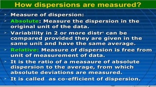Measures of Dispersion (range, quartile deviation, mean deviation) | PPT