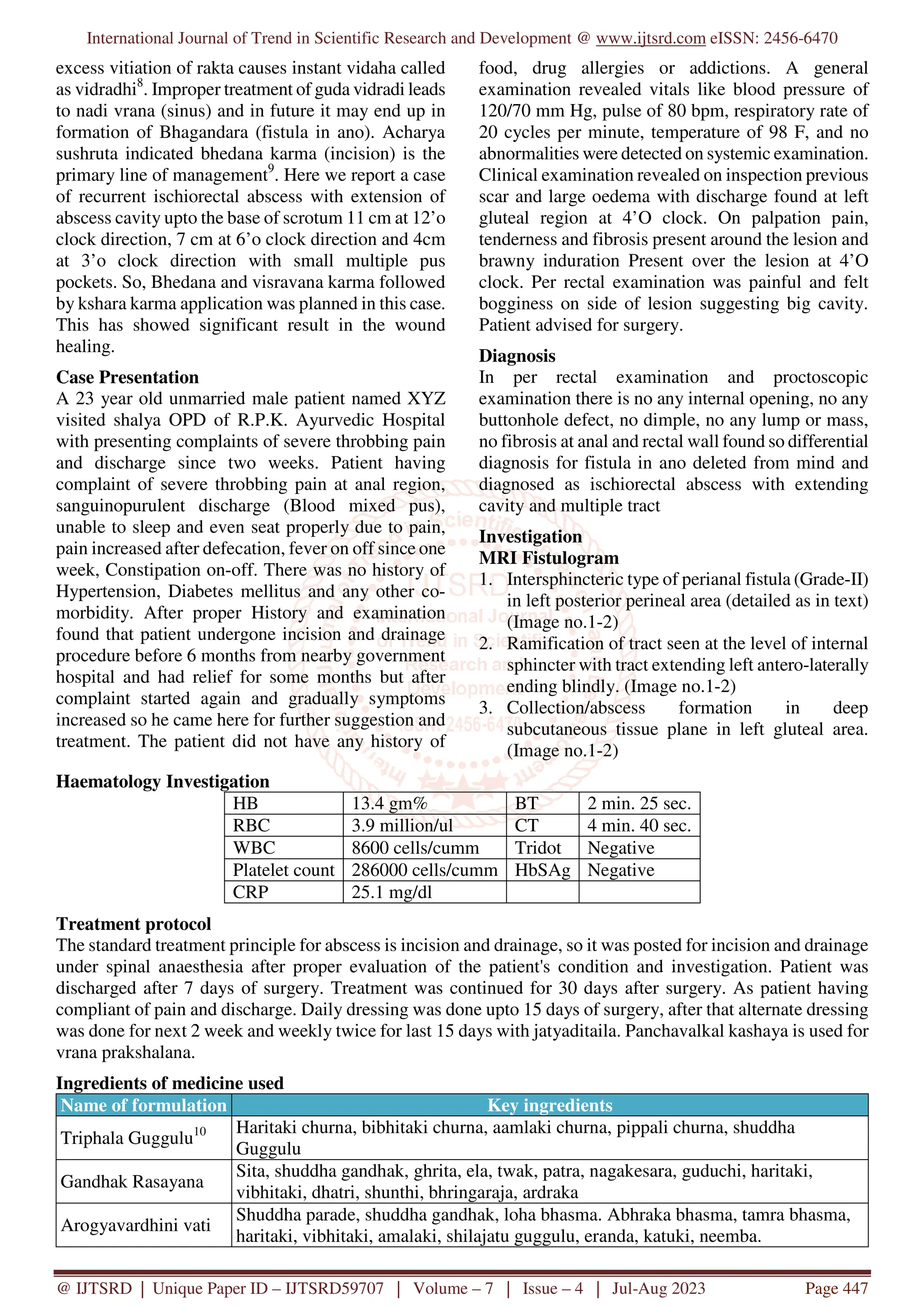 Ayurveda Management of Recurrent Ischiorectal Abscess A Case Report | PDF