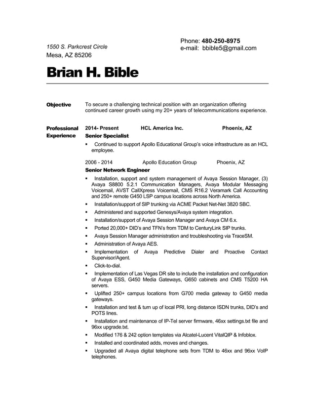 Brian Resume HCL 08202014 | PDF