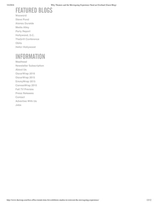 Why Theaters and the Moviegoing Experience Need an Overhaul (Guest Blog) | PDF