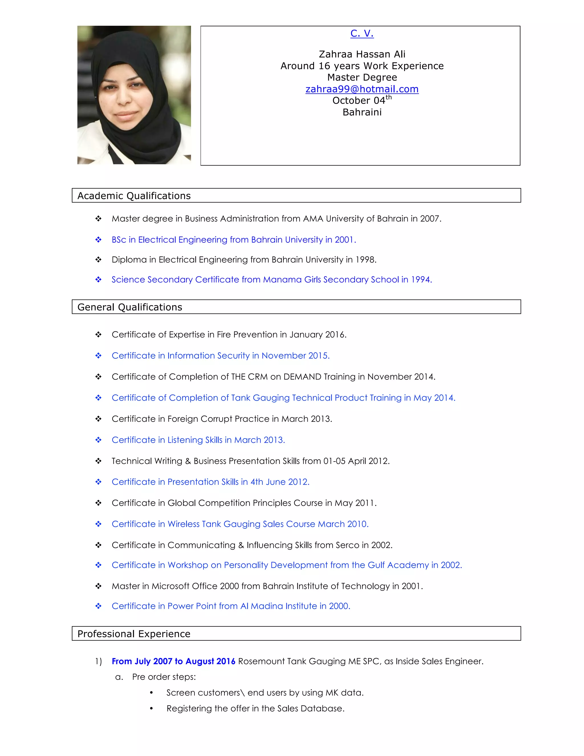 Zahraa cv 1 | PDF