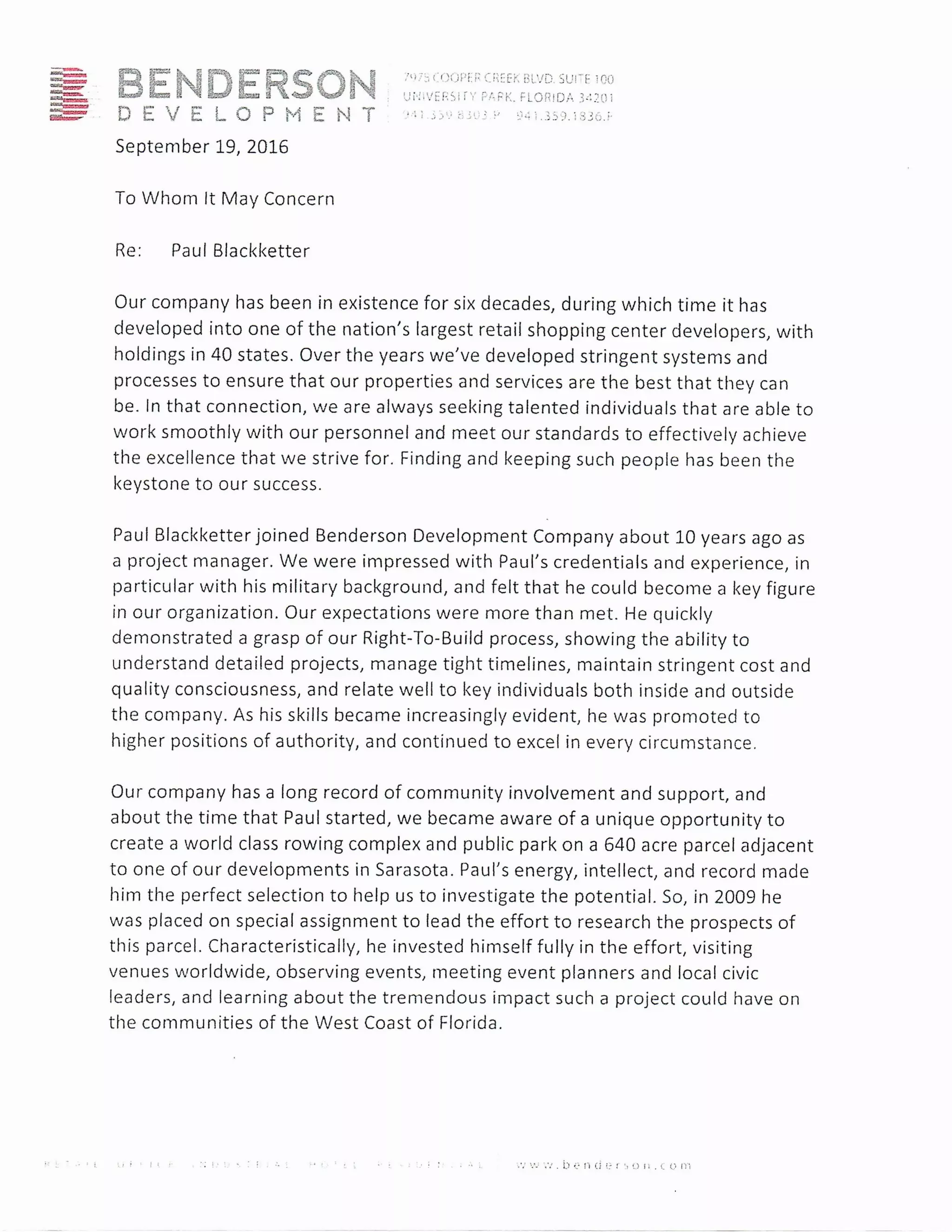 Randy Benderson Rec letter | PDF