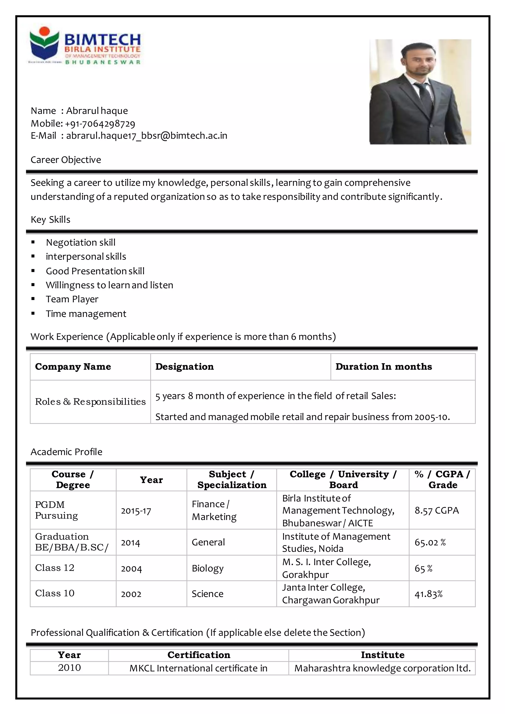 abrarul haque Resume | DOCX