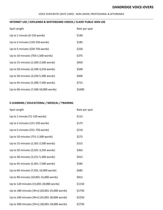 Dandridge Voice Over Rates | PDF
