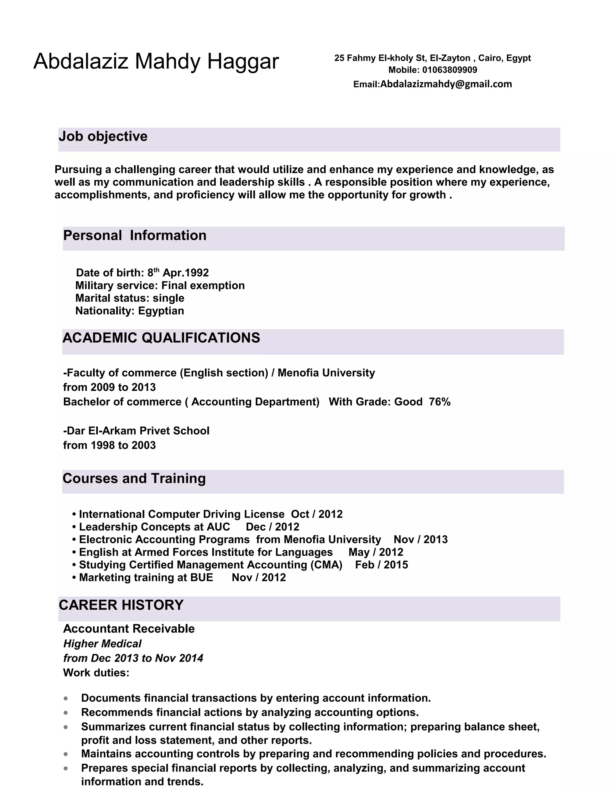 Abdalziz Mahdy CV.. | PDF