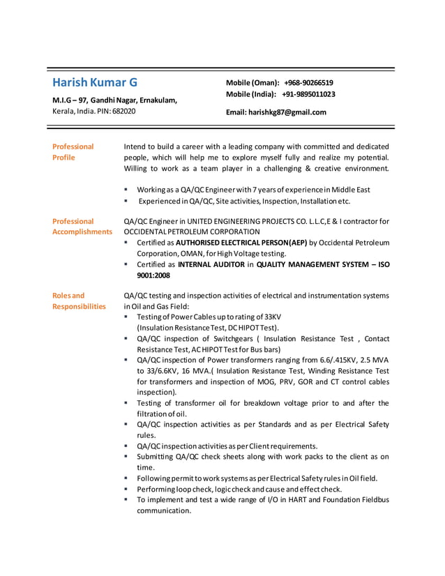 Harish_QA_QC_Engineer_resume | DOCX