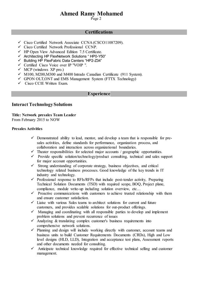 Ahmed Ramy CV v2 | DOCX | Computer Networking | Computing