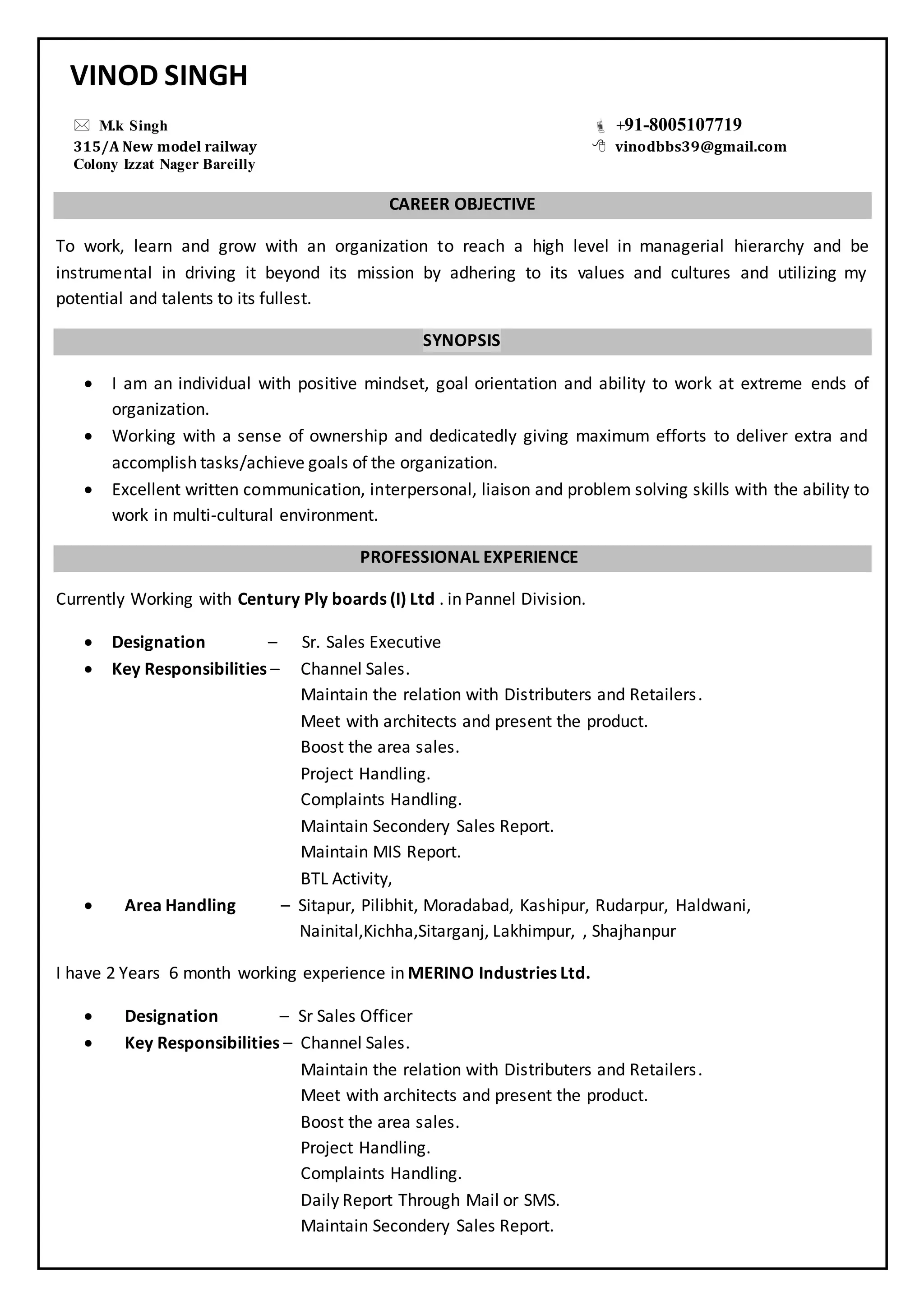 vinod Resume. docx | DOCX