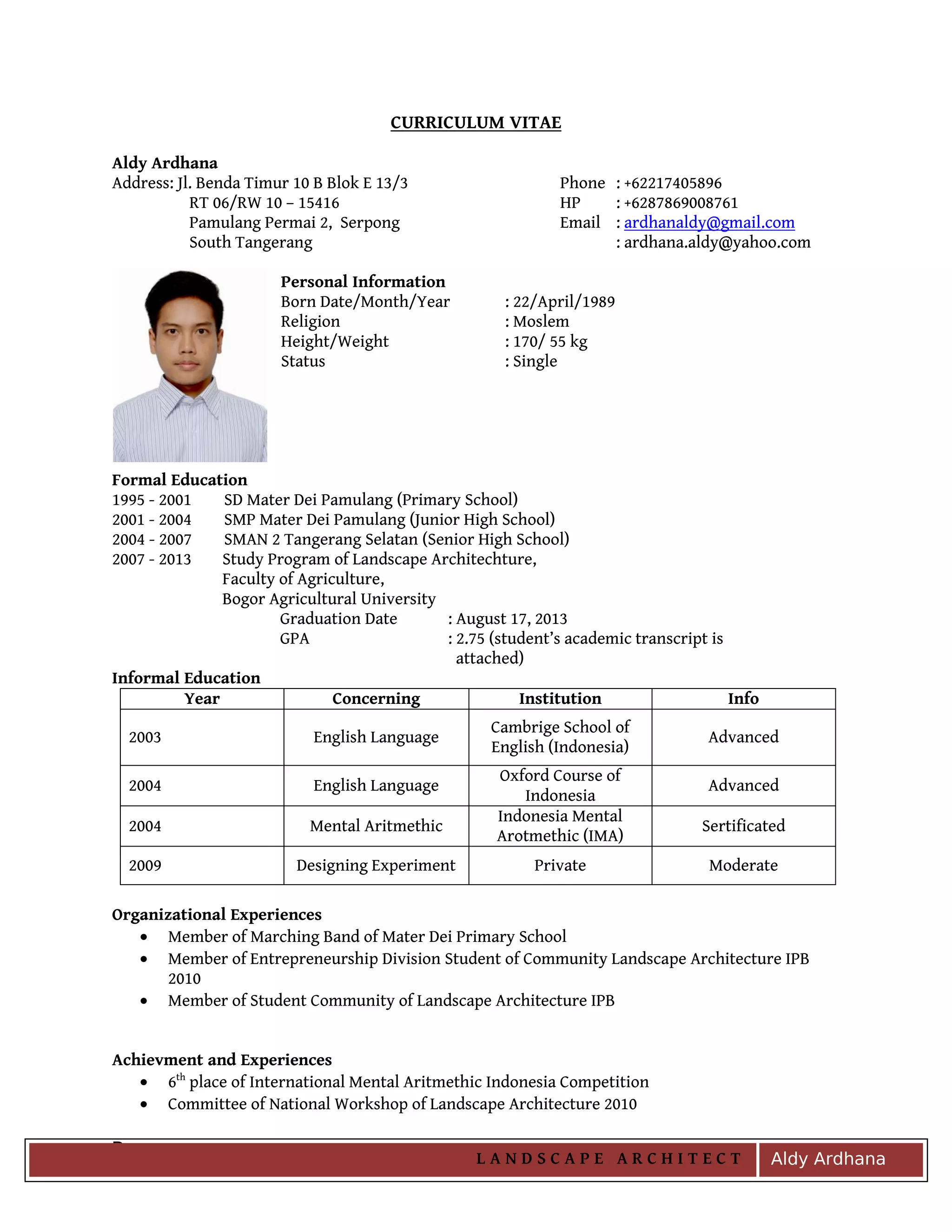 CV Aldy_Maret 2015 | PDF