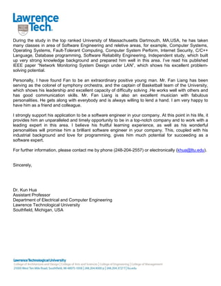 Rec Letter by Kun Hua 2014 | PDF